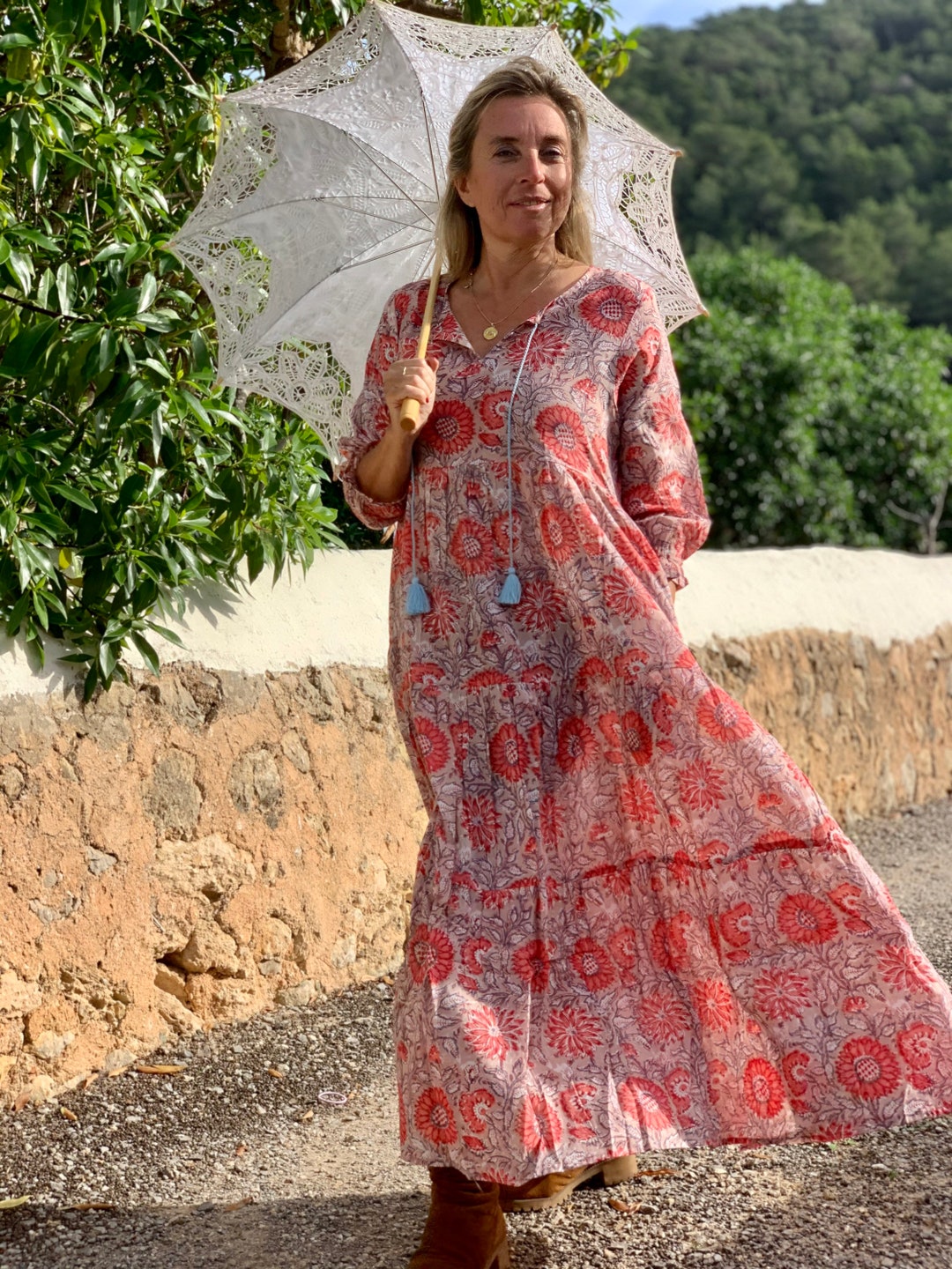 Vintage Style Boho Beach Fashion,maxi Long Bohemian Dress Soft Cotton ...