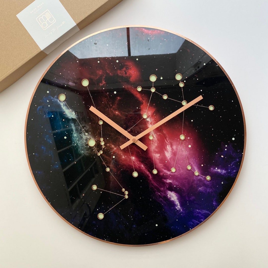Glow in the Dark, Love Constellations Clock, Glass Clock, Hand Made ...
