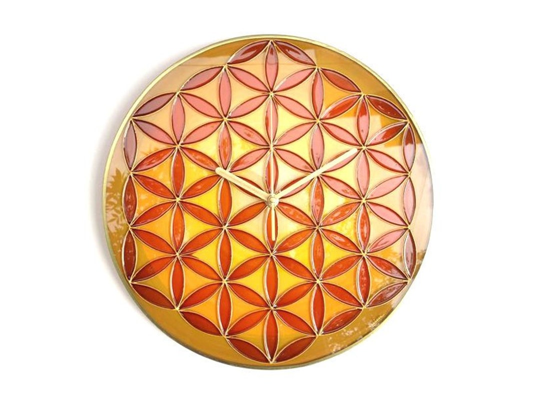 Flower of Life Glass Clock: Mandala Wall Art, Yoga Decor - Etsy