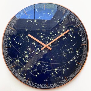 Celestial Night Sky Glass Clock With Zodiac Constellations: Wall Art ...
