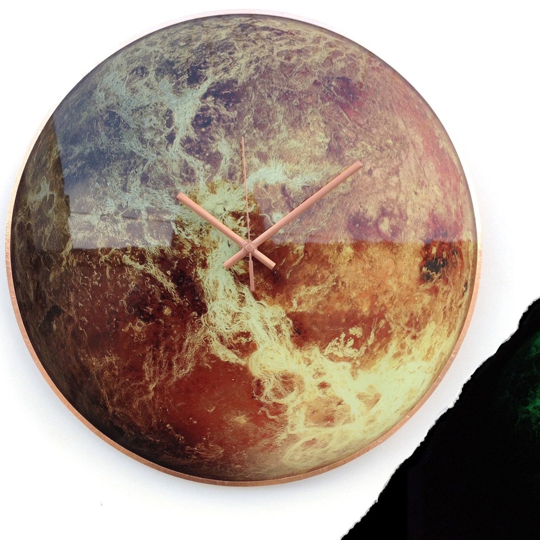 Glass Wall Clock, Venus Planet Clock, Unique Wall Clock, Large Wall ...
