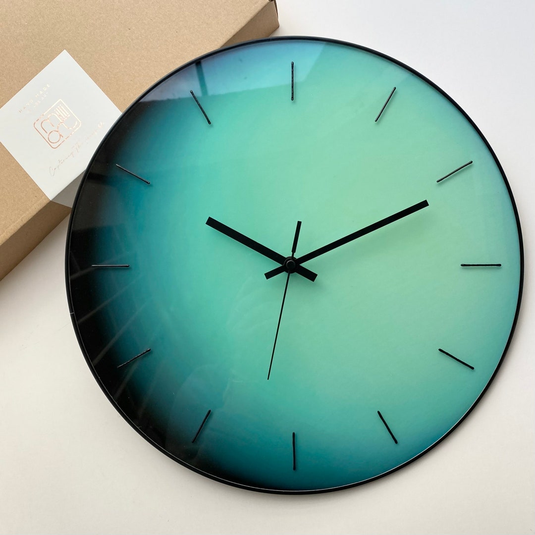 Glow in the Dark Uranus Glass Wall Clock: Turquoise Space Decor, Sizes ...