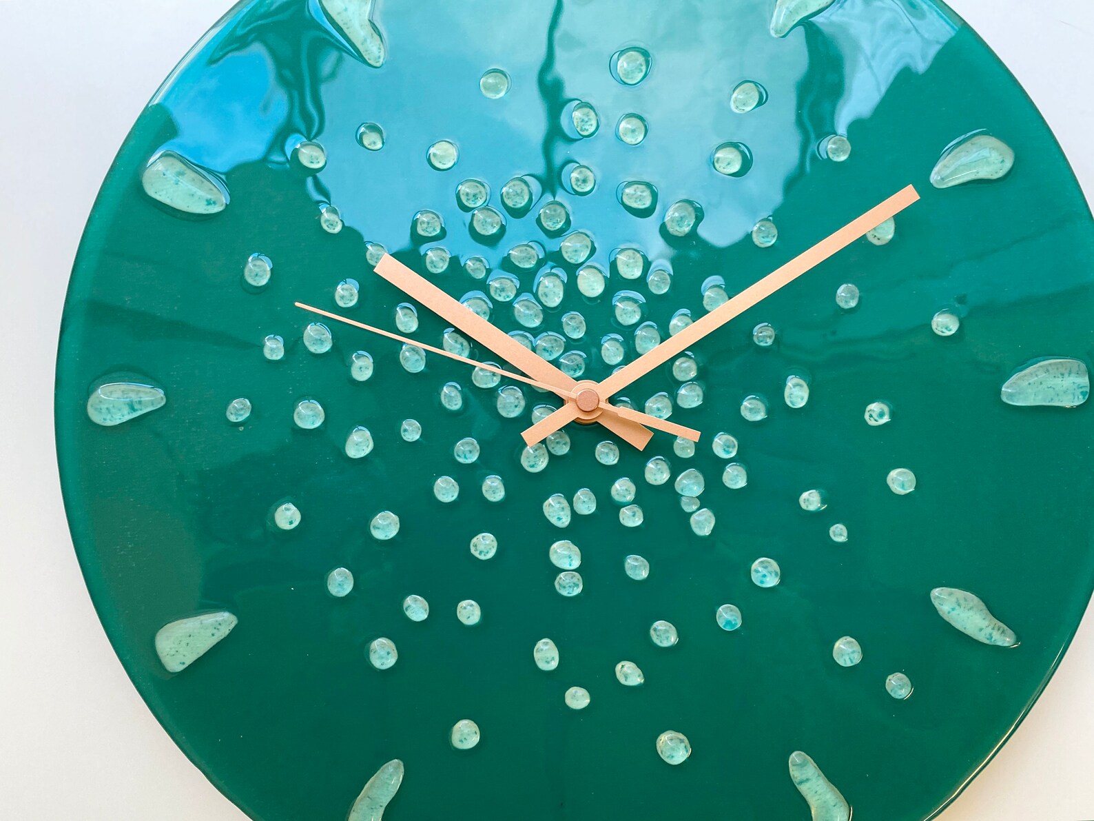 Fused Glass Clock Emerald Wall Decor 10 Recycled - Etsy