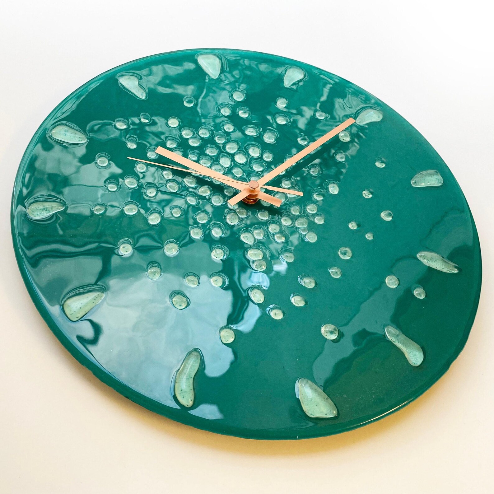 Fused Glass Clock, Emerald Wall Decor, 10" Recycled Clock, Small Wall ...