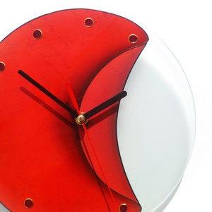 Unique Wall Clock, Red Wall Clock, Hand Painted Glass Artwork, Red Home ...