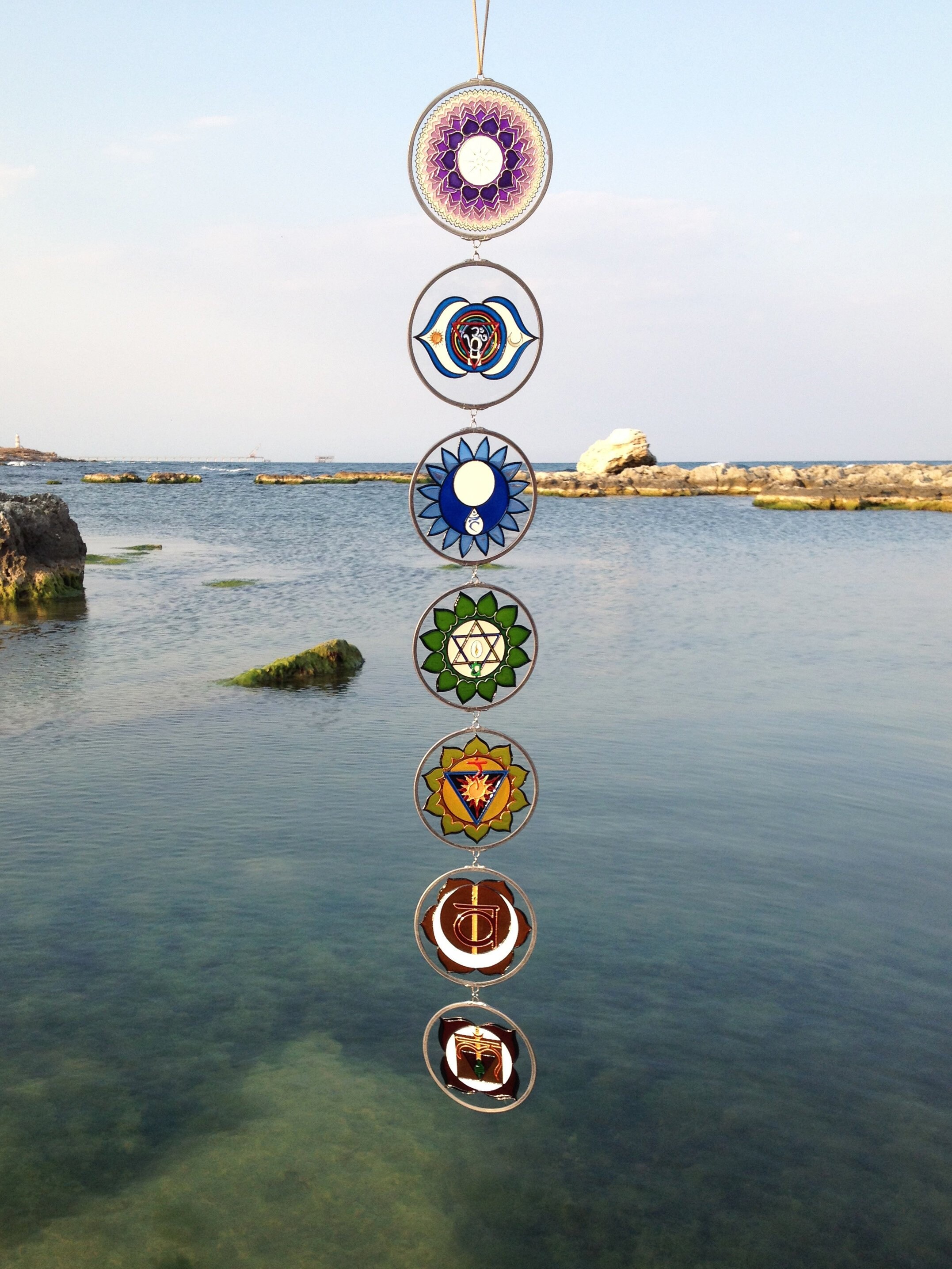 Wall Hanging Chakras Modern Stained Glass Set Of 7 Chakras | Etsy