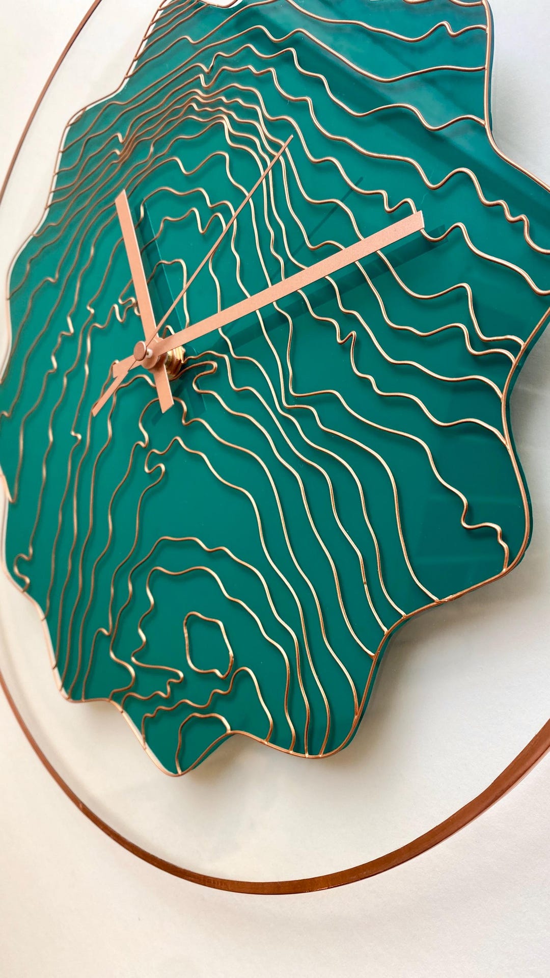 Personalized Topographic Wall Clock – Hand-painted Glass Map Art ...