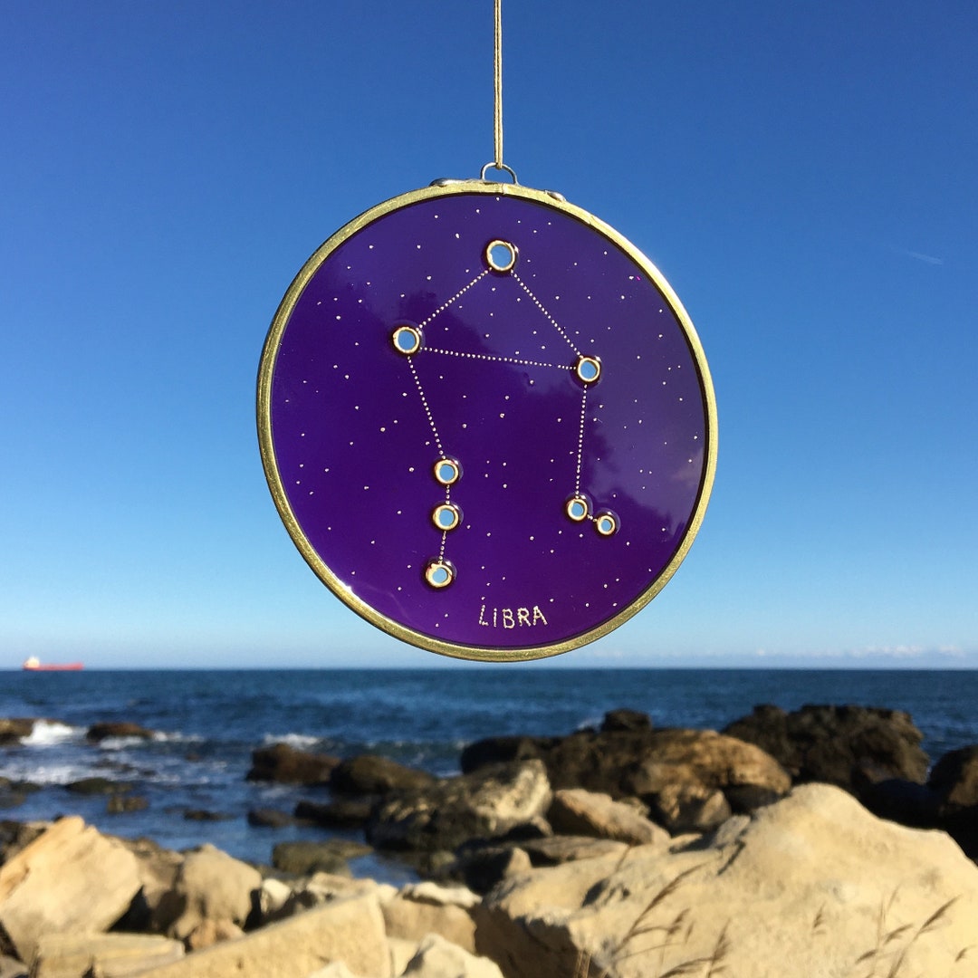 Libra Constellation Sun Catcher in Purple Colour: Nebula Art, Stained ...