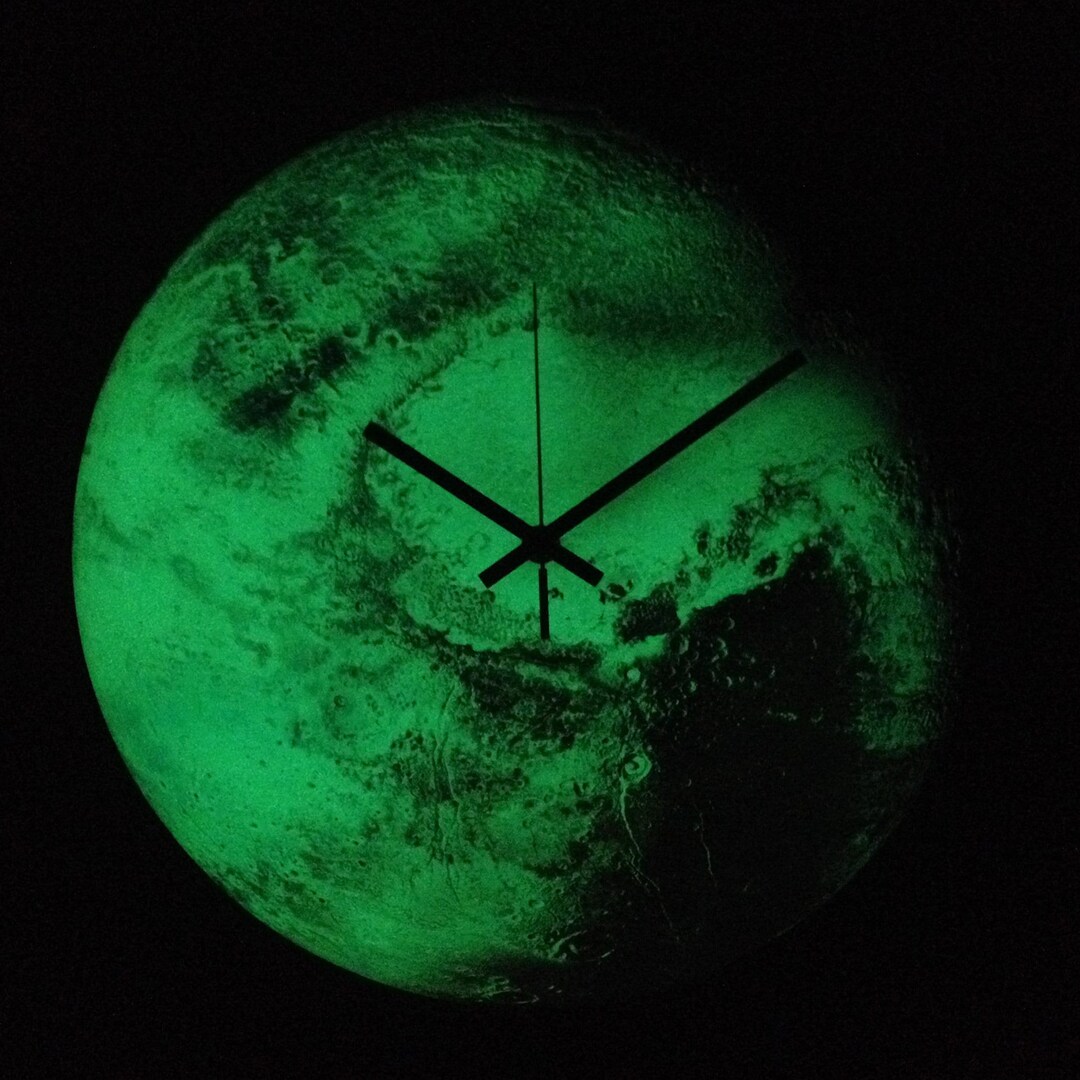 Oversized Pluto Planet Wall Clock: Glow-in-the-dark Space Decor for ...