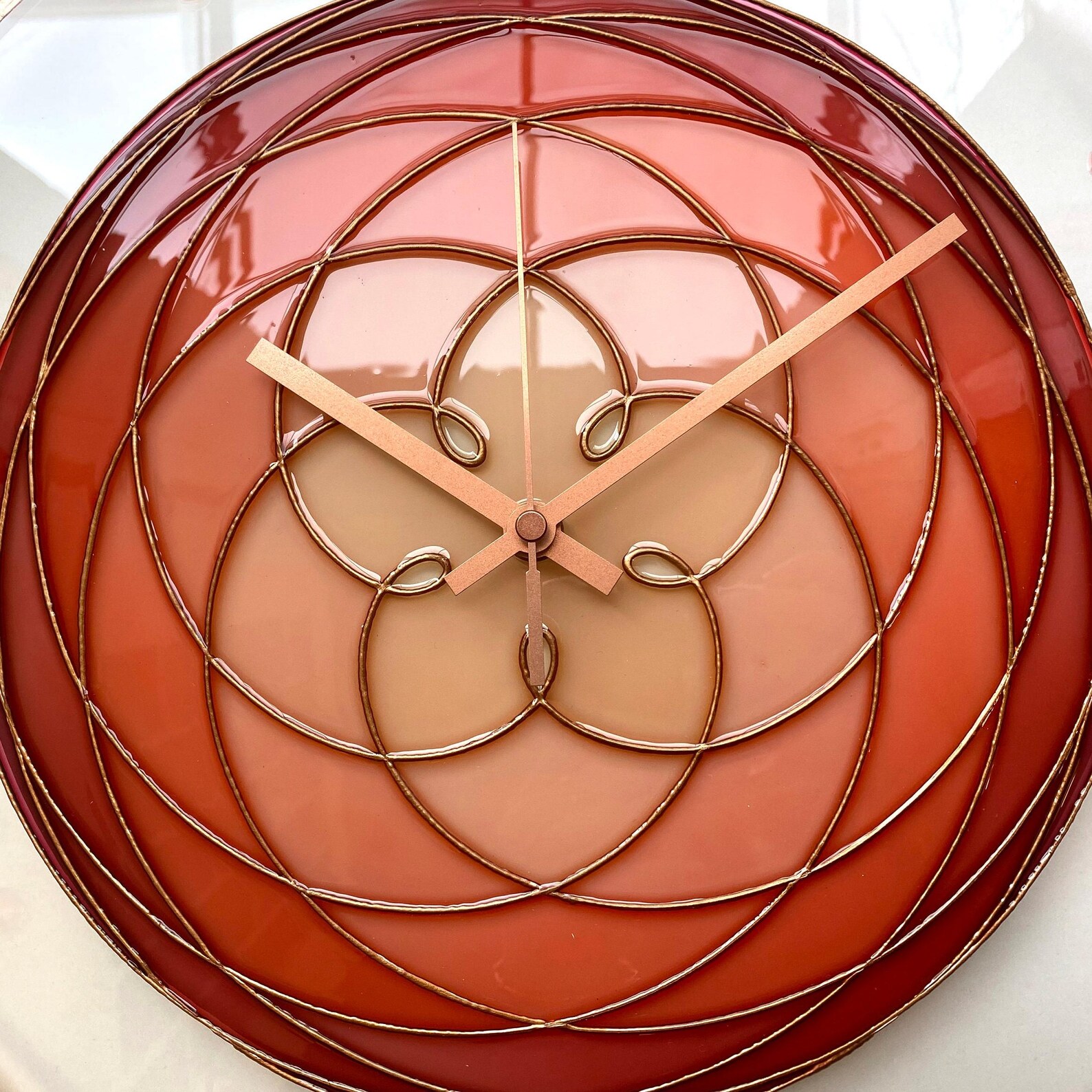 Venus Path in Red Colours and Copper Details: Hand-painted Mandala ...