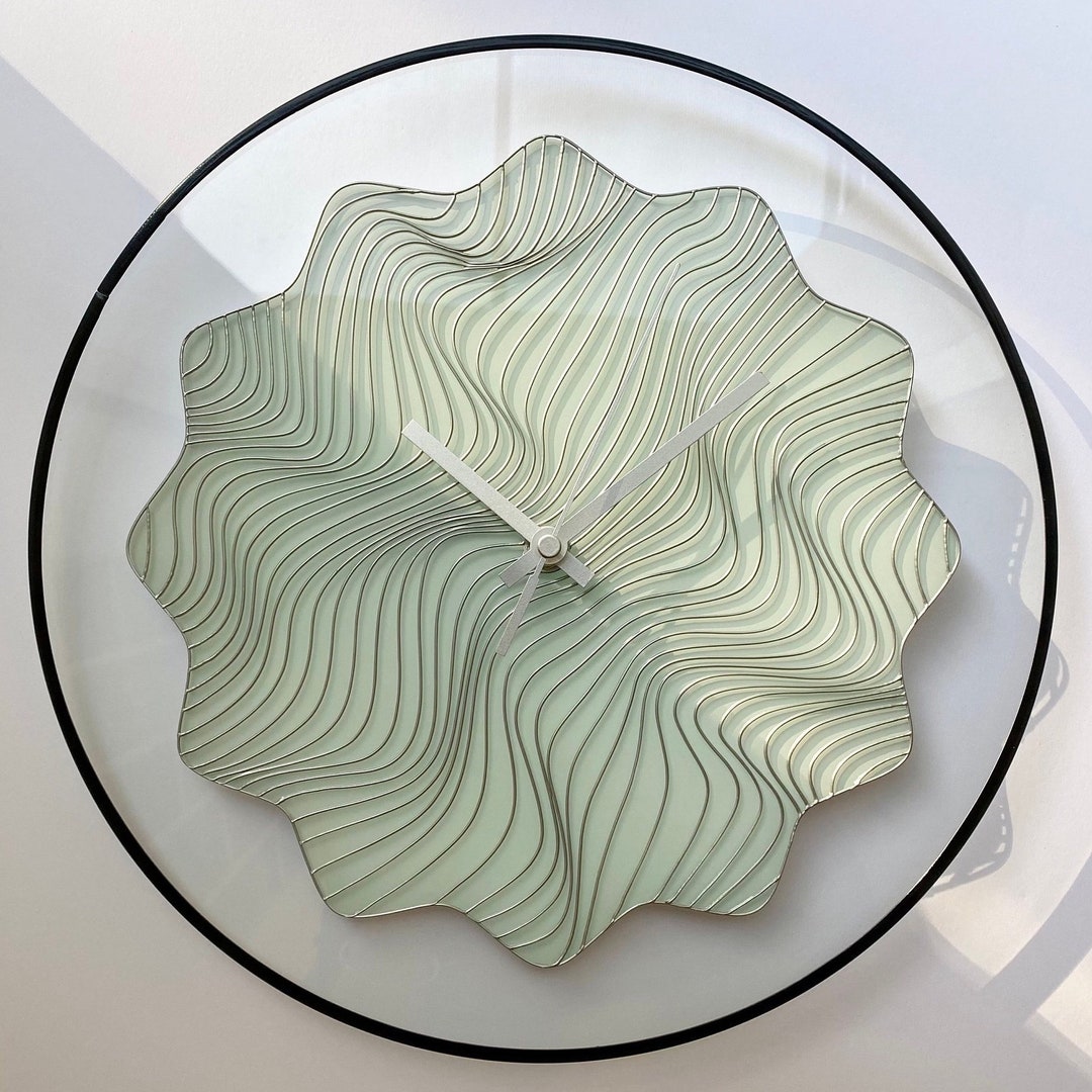 White Magic Waves Clock, Hand Painted Clock, Trippy Wave, Modern Decor ...