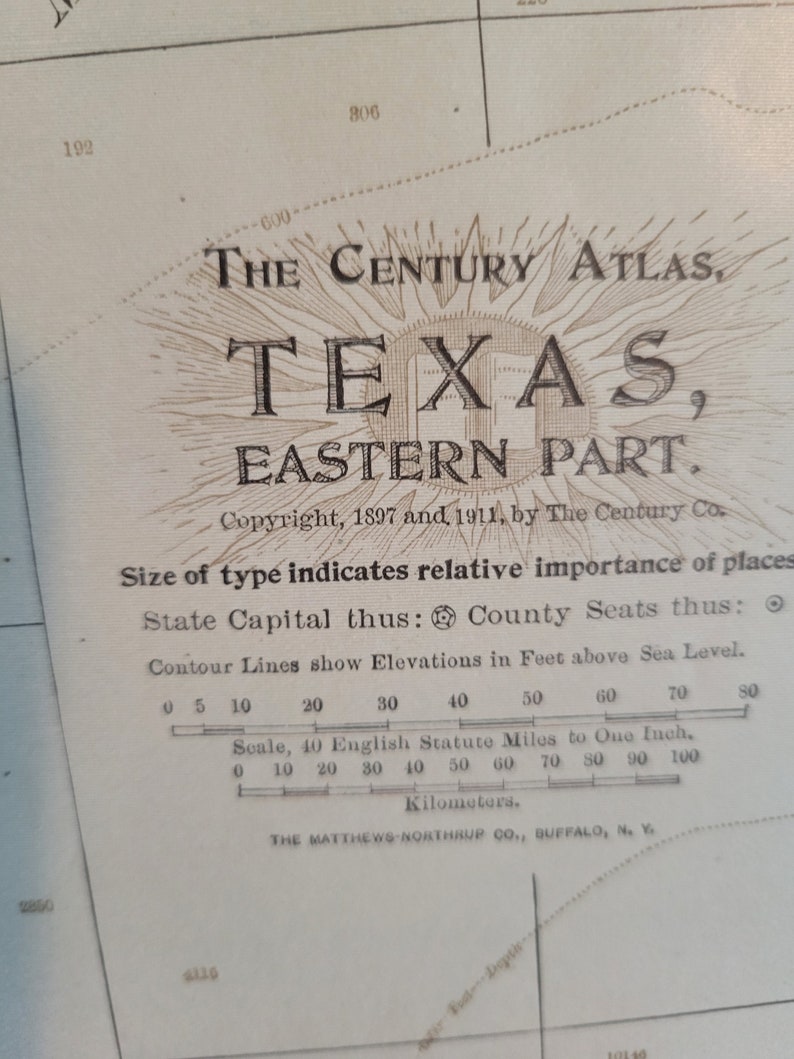 1897 1911 Matthews-northrup Co. Texas, Eastern Part MAP From: the Century Atlas Co. - Etsy