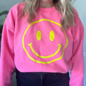 The Hot Pink Sweatshirt / Neon Yellow / Gift for Bestie / Graphic ...