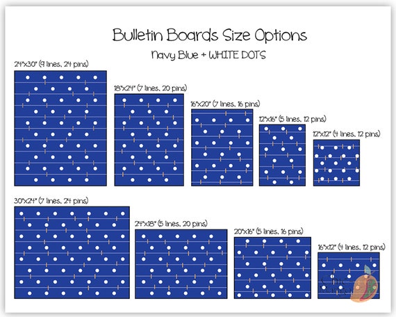 Blue Polka Dot Bulletin Board Memo Holder Navy Blue Kids Room Organizer ...