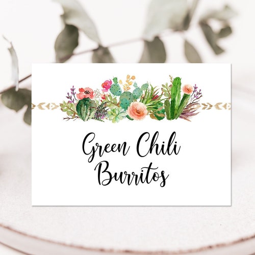 Cactus Food Tent Table Tent Fiesta Bridal Shower Place Card | Etsy