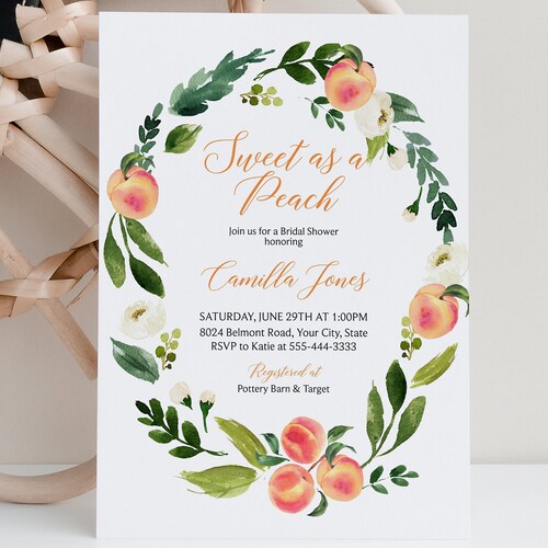 SAVANNAH Peach Bridal Shower Invitation Template Georgia - Etsy