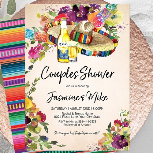 Fiesta Couples Shower Invitation Editable Template Mexican - Etsy