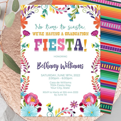 Fiesta Graduation Party Invitation Mexican Graduation Invite - Etsy