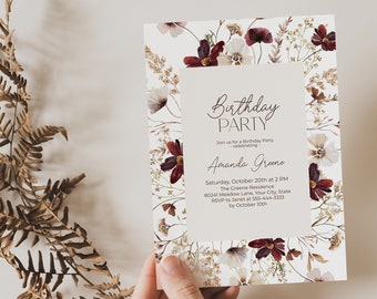 Burgundy Tan Invitation - Etsy