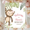 Editable Monkey Welcome Sign Jungle Birthday Monkey Welcome Birthday ...