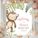 Girl Monkey Welcome Sign, 24x30, Jungle Animal Welcome Poster, Baby ...