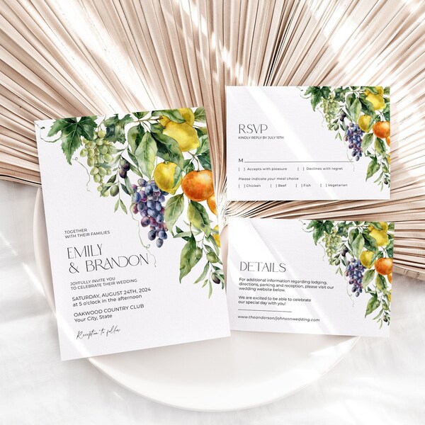 Citrus Wedding Invitation - Etsy