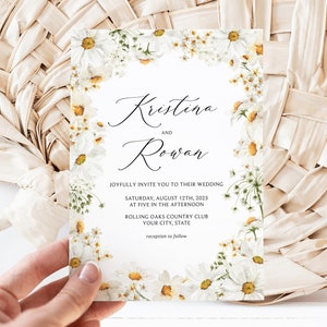 Daisy Wedding Invitation, Boho Wedding Invite, Summer Wedding Invite, Meadow Flowers, Field ...