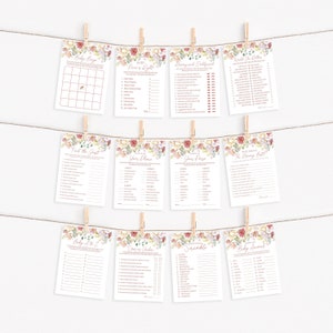 Baby Shower Game Bundle, Set of 12 Games, Spring Floral Baby Shower ...