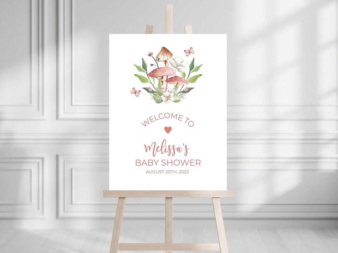 Pink Mushroom Welcome Sign, 18x24, Woodland Welcome Poster, Forest ...
