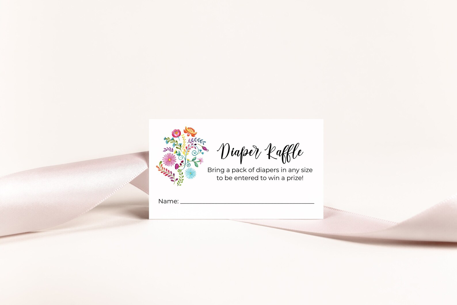 Fiesta Diaper Raffle Ticket, Mexican Floral Baby Shower Invitation ...