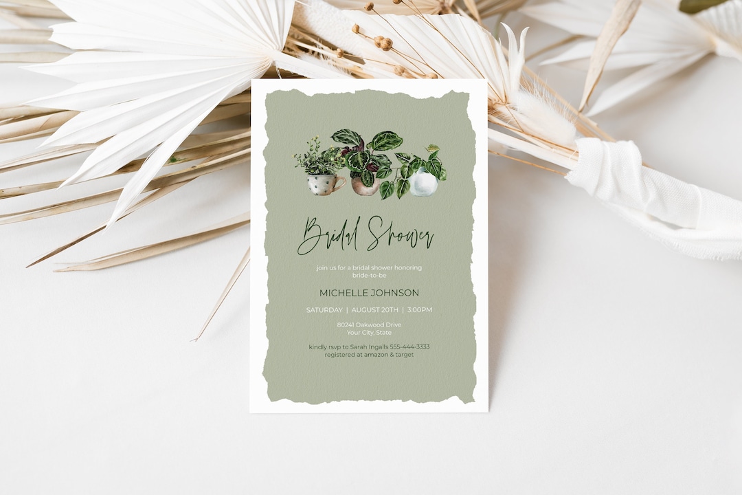 Houseplant Bridal Shower Invitation, Potted Plants Bridal Brunch Invite ...