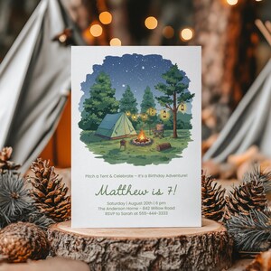 Adventure Camping Birthday Invitation, Editable Backyard Campout ...