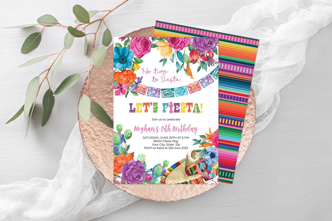 Fiesta Birthday Party Invitation, Editable Template, Let’s Fiesta ...