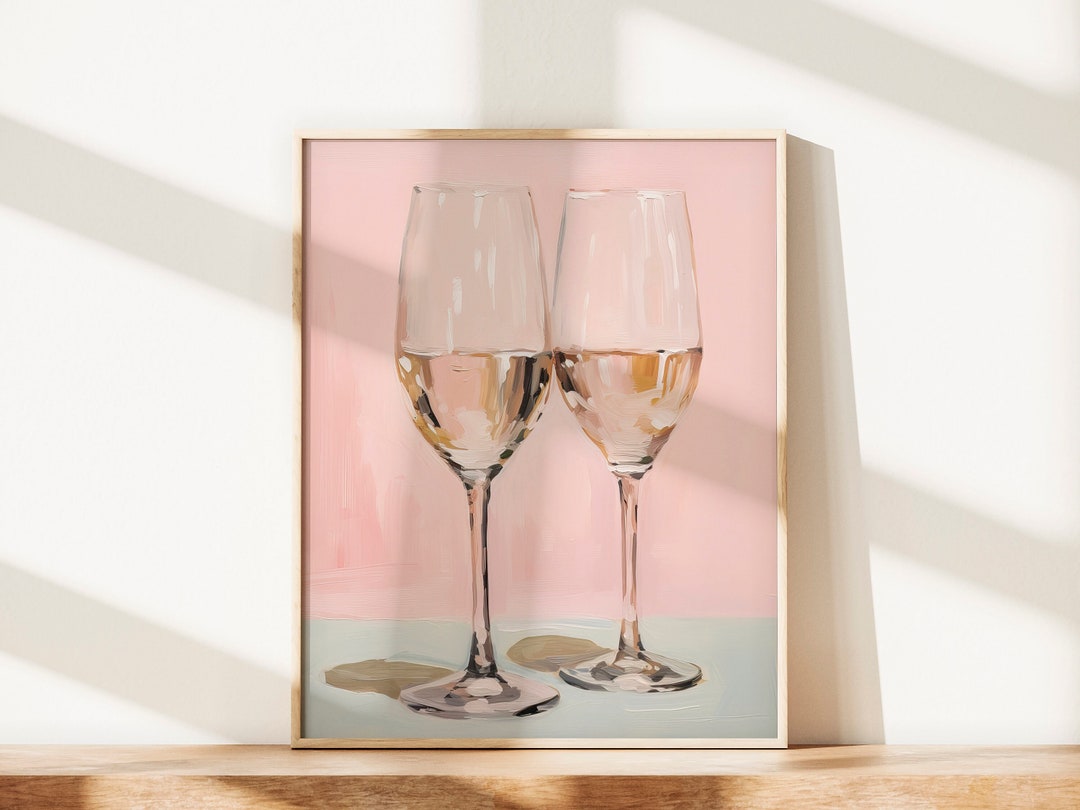 Retro Champagne Glasses Printable Art Print 16x20 Instant - Etsy