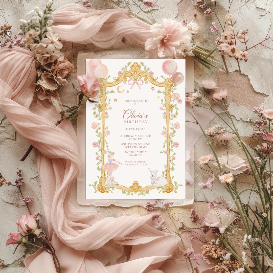 Fairytale Birthday Party Invitation, Ballerina Birthday Invite, Baroque ...