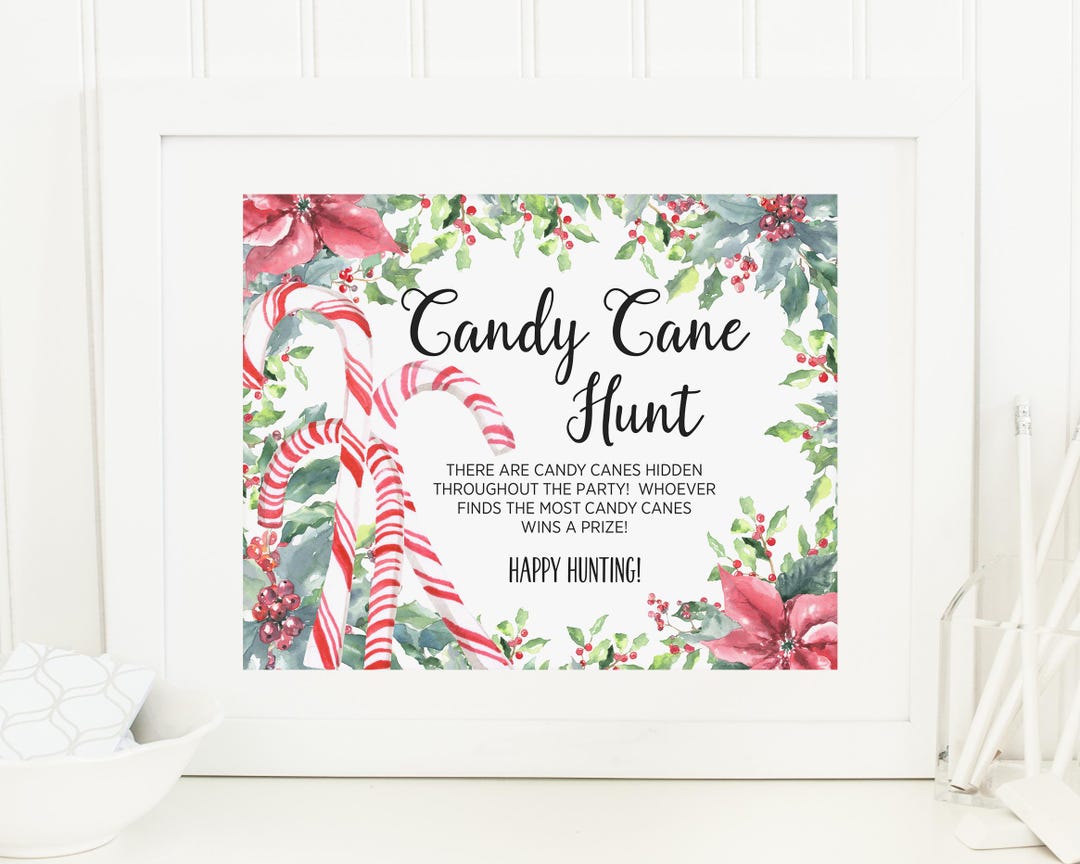 Candy Cane Hunt Game Sign, Instant Download, Christmas Party Game ...