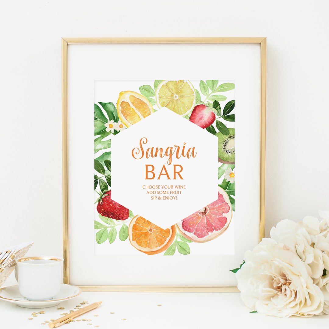 Tropical Fruit Sangria Bar Sign Instant Download Drinks - Etsy
