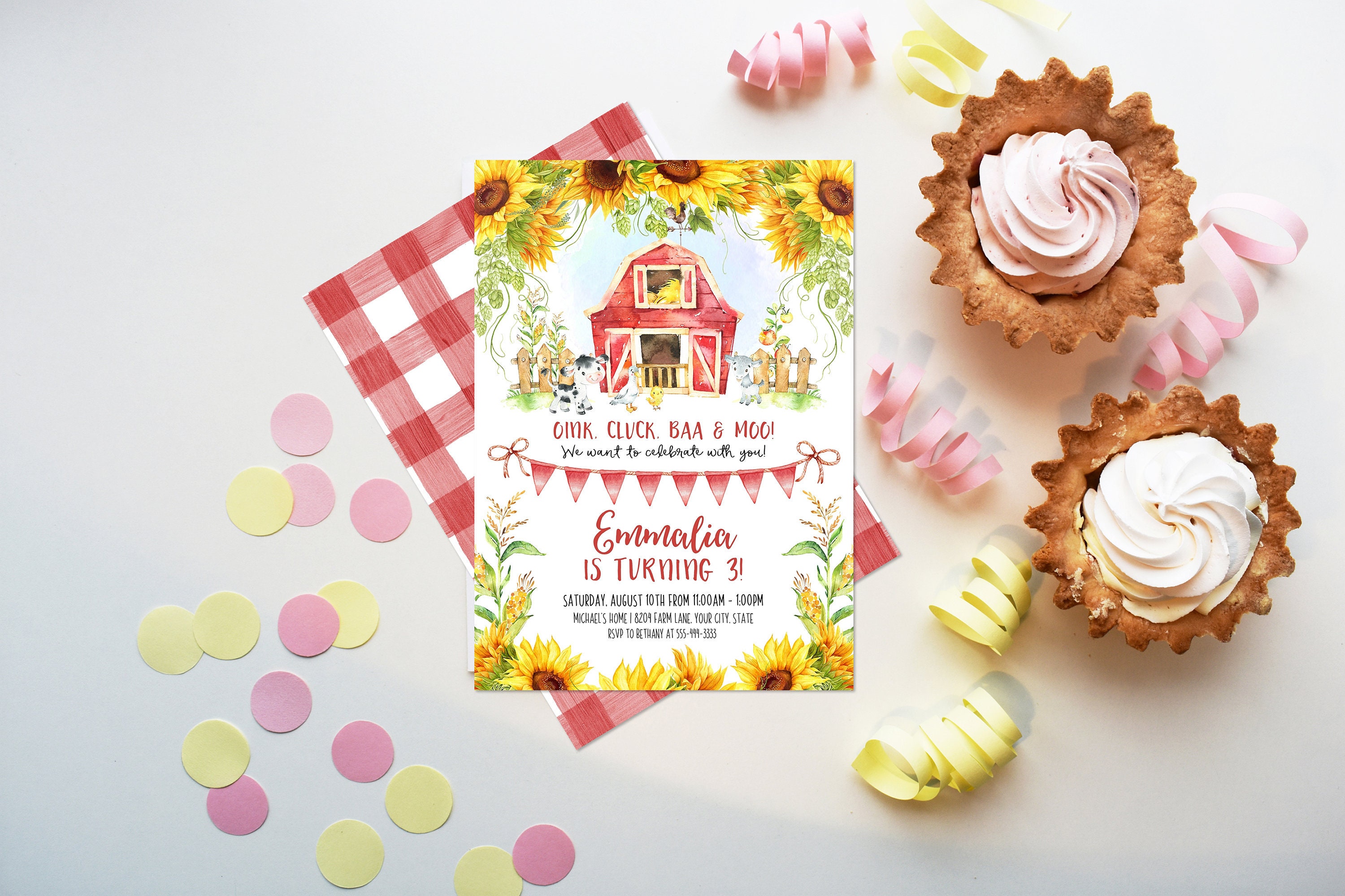 Paper Barnyard Party Girl Farm Invite Farm Birthday Party Invitation ...