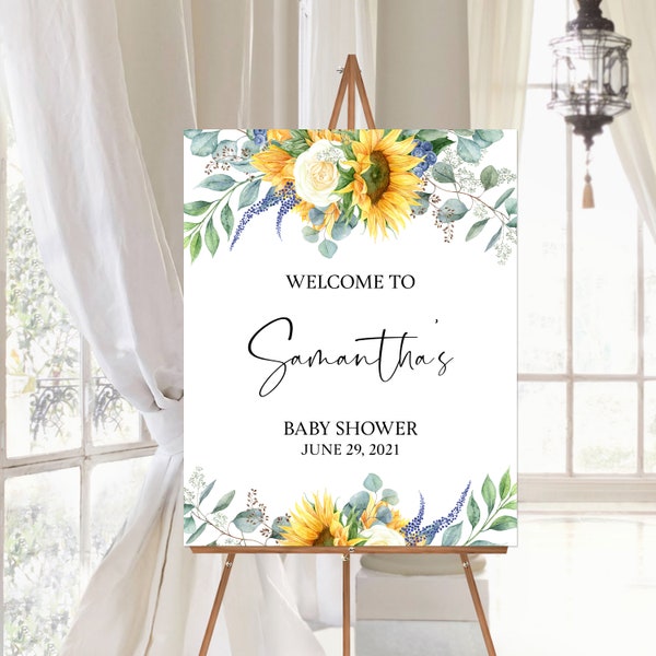 Sunflower White Rose Welcome Sign - Etsy