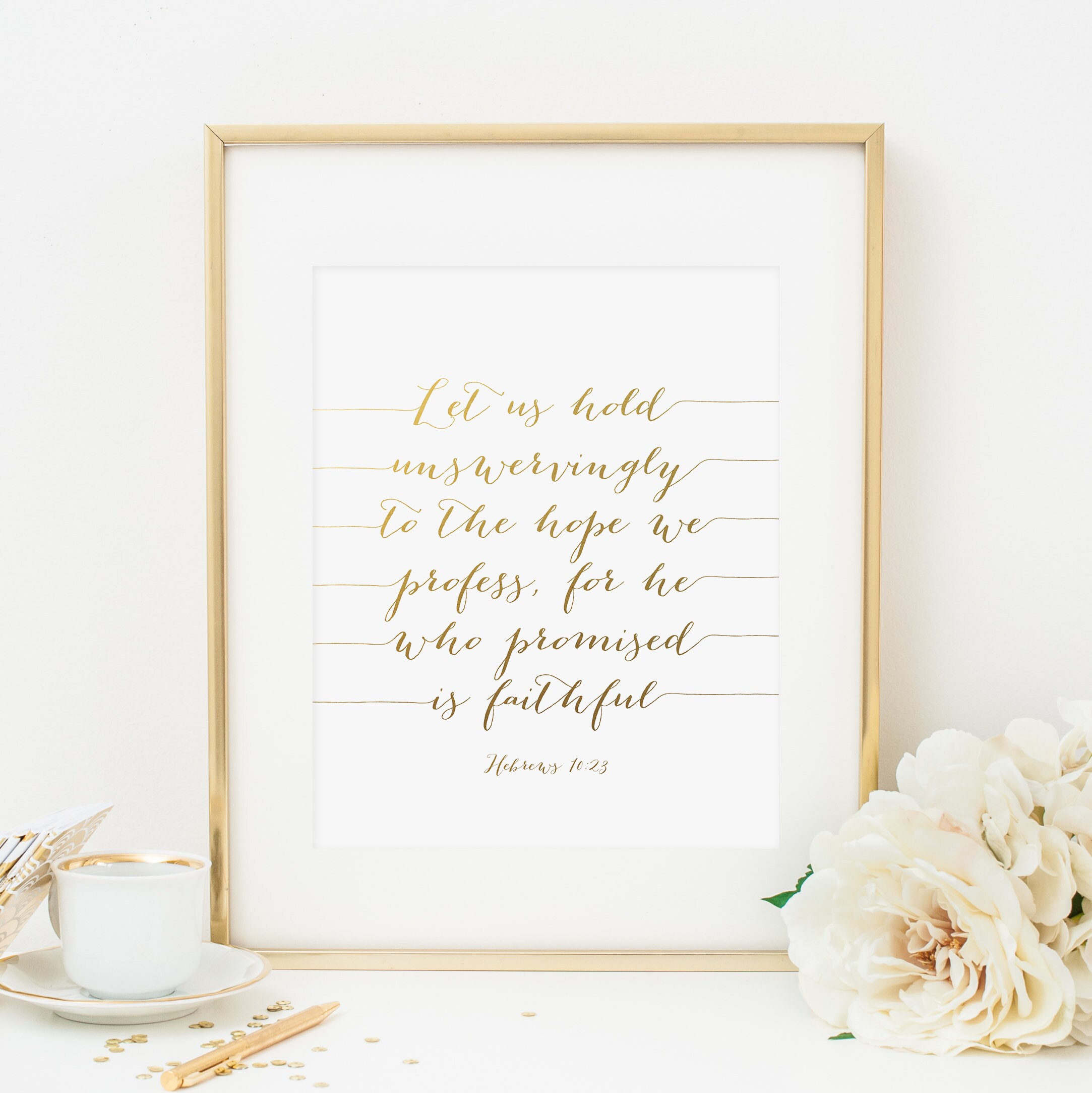 Wall Hangings Hebrews 10:23 Bible Verse Wall Art Digital Download Let ...