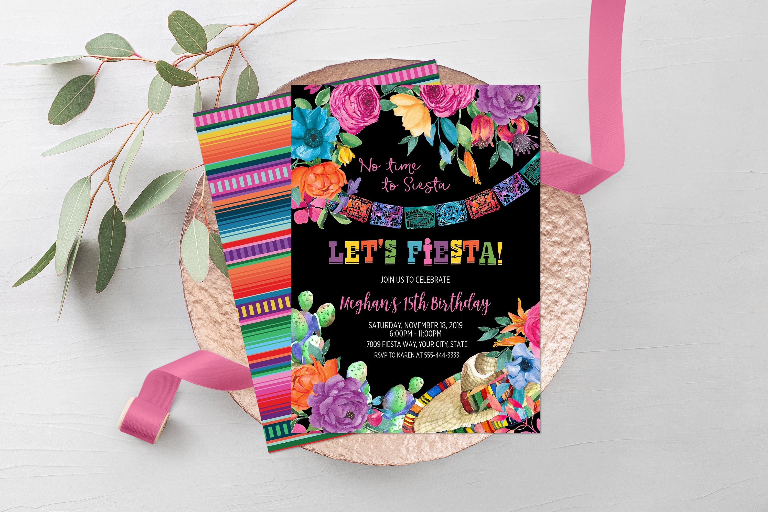 Home & Living Prints Editable Fiesta Birthday Invitation Mexican Fiesta ...