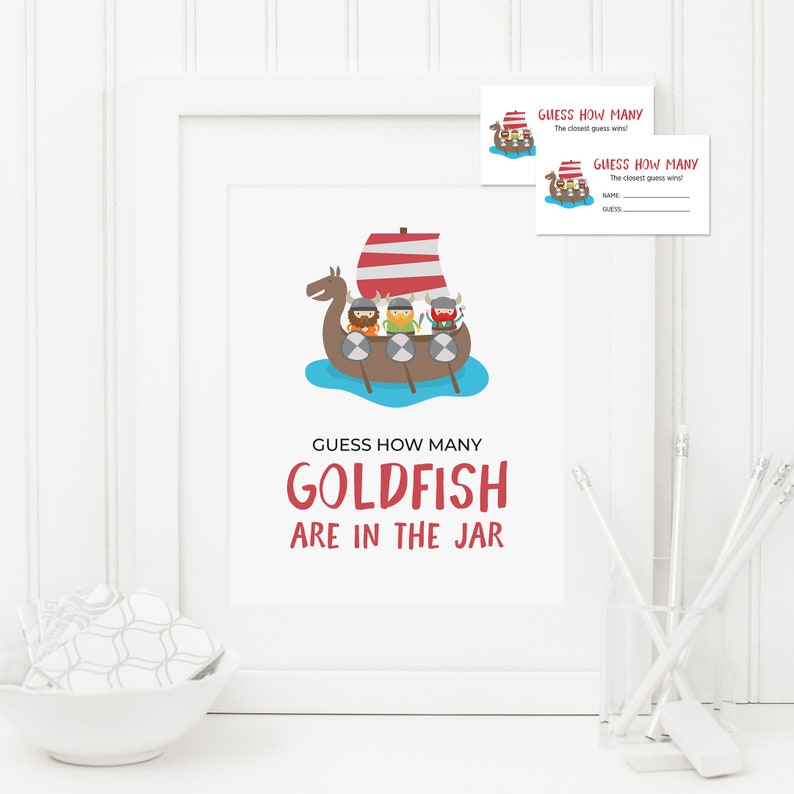 Viking Guess How Many Goldfish Are in the Jar Game Sign and Cards ...