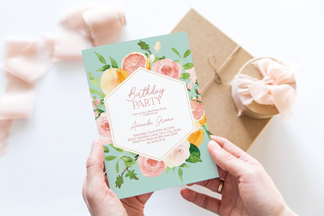 Citrus Birthday Party Invitation, Summer Fruit Birthday Party Invite ...