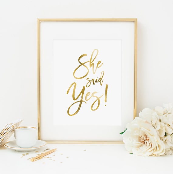 She Said Yes Printable Engagement Announcement Print - Etsy