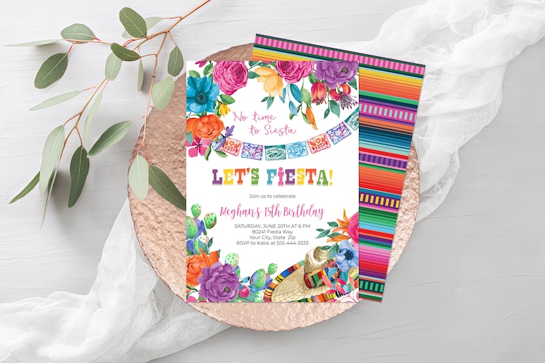 Fiesta Birthday Party Invitation Editable Template Lets - Etsy
