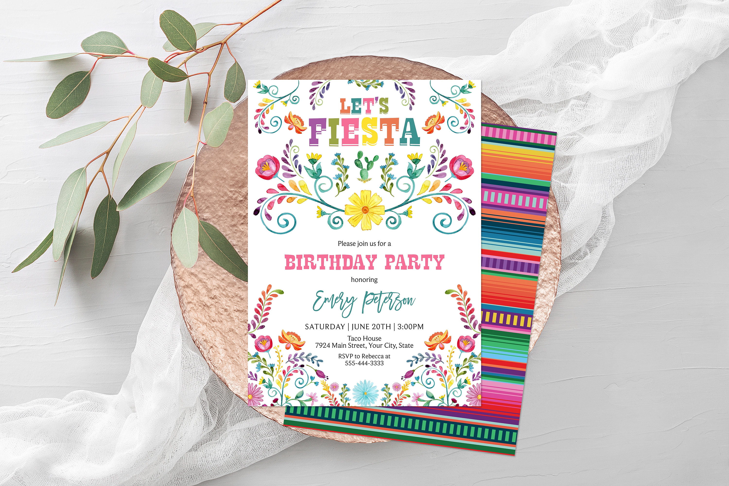 Fiesta Birthday Party Invitation Lets Fiesta Invite Mexican | Etsy