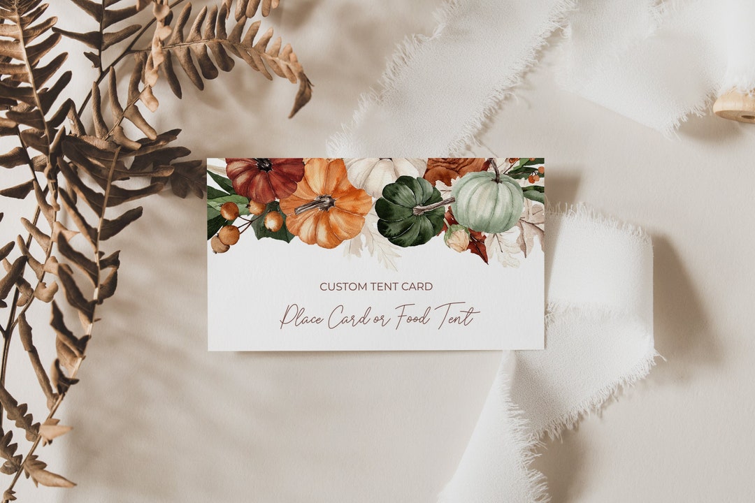Pumpkin Place Card, Autumn Food Tent, Seating Card, Name Card, Fall ...