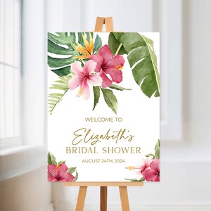 Tropical Floral Welcome Sign, 18x24, Welcome Poster, Bridal Shower ...