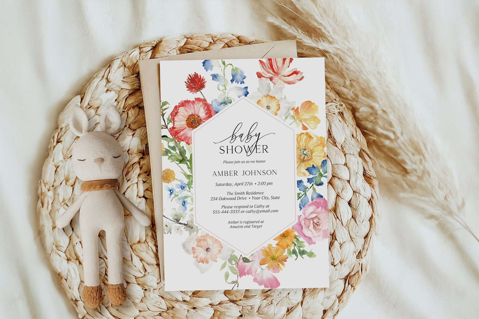 Summer Floral Baby Shower Invitation, Cottagecore Baby Brunch ...