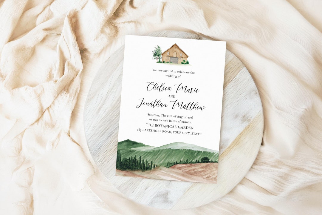 Rustic Barn Wedding Invitation, Country Wedding Invite, Ranch Wedding ...